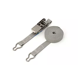Tie-down - 200kg - 25mm - 2-part - SS ratchet/ring - Pool strap - Grey ...