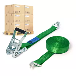 Pallet Tie-downs 2.5T - 6.5m - 35mm - 2-part - Double J-hook - Green ...