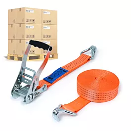 Pallet Tie-downs - 4T - 9m - 50mm - 2-part - Double J-hook - Orange ...